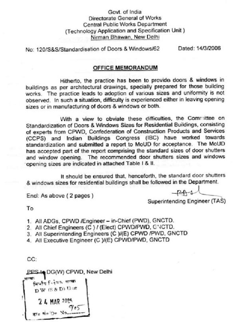 Doors and Windows Sizes | PDF