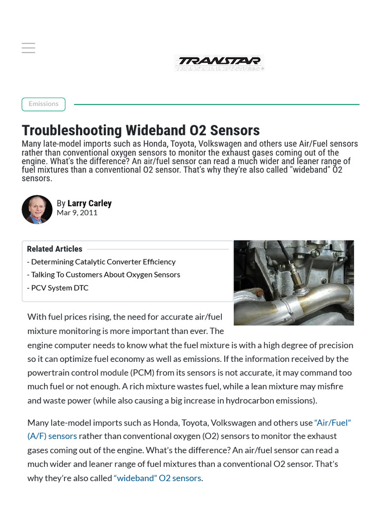 Wideband O2 Sensors - UnderhoodService | PDF | Internal Combustion ...