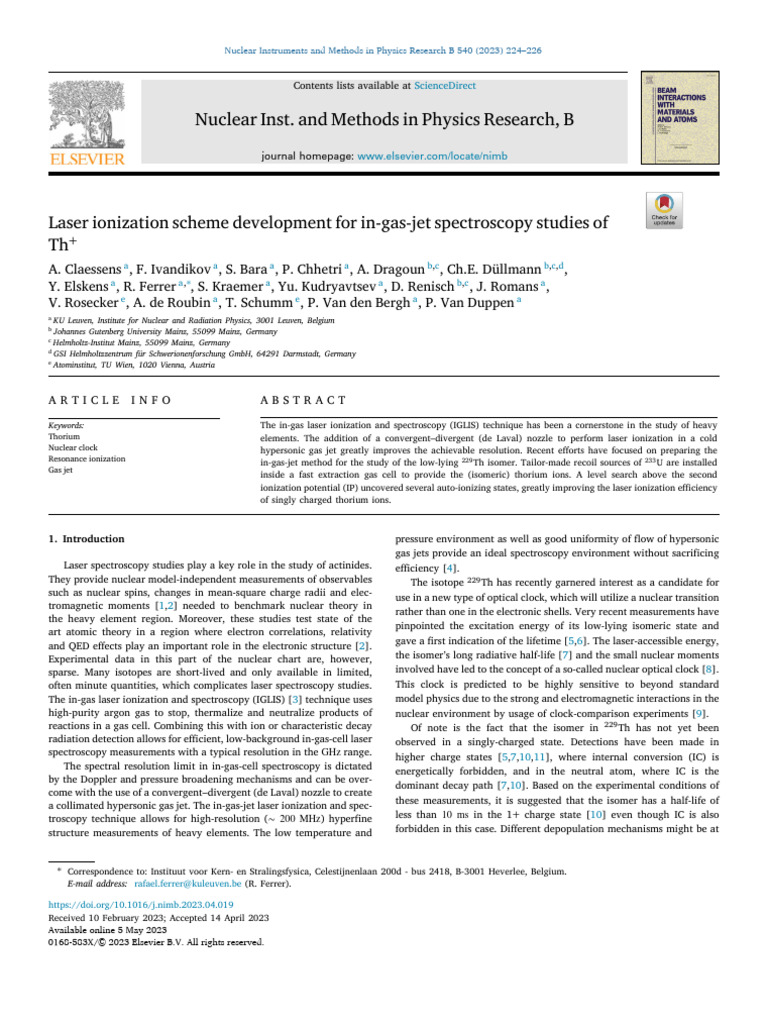2023 - A. Claessens Et Al NIMB | PDF | Physical Phenomena | Applied And Interdisciplinary Physics