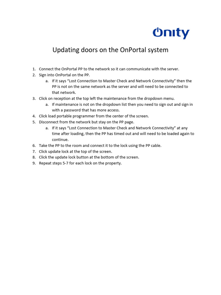 Updating Locks on OnPortal System | PDF