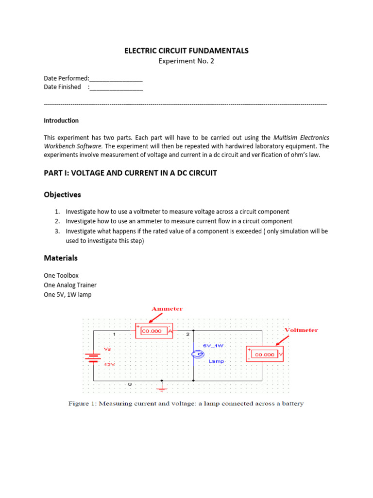 EE 211 Laboratory 2 | PDF | Voltage | Resistor
