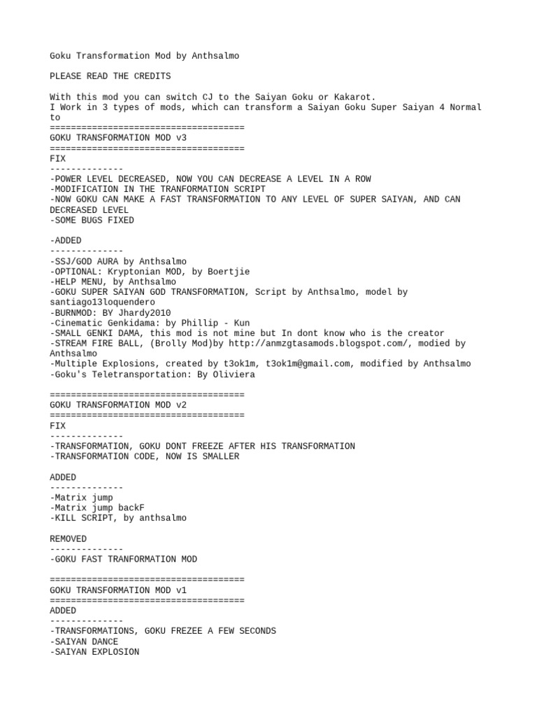 Read Me Goku TransformMod | PDF | Dragon Ball | Computing