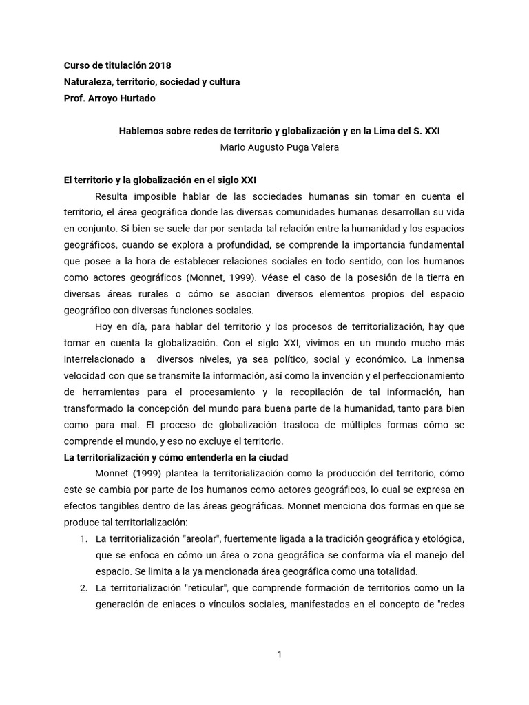 27, Mario Augusto Puga Valera Ensayo Redes Territi Lima | PDF | Lima ...