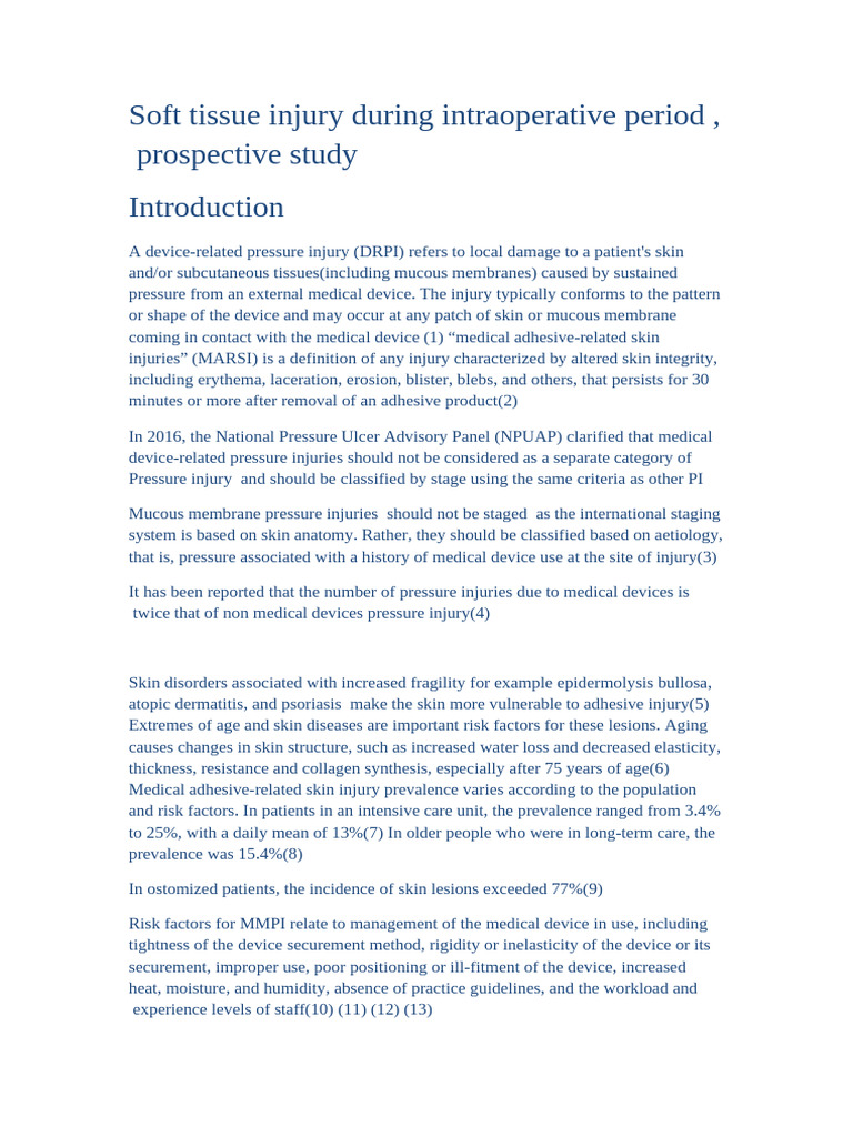 Soft Tissue Injury During Intraoperative Period , Prospective Study (1 ...