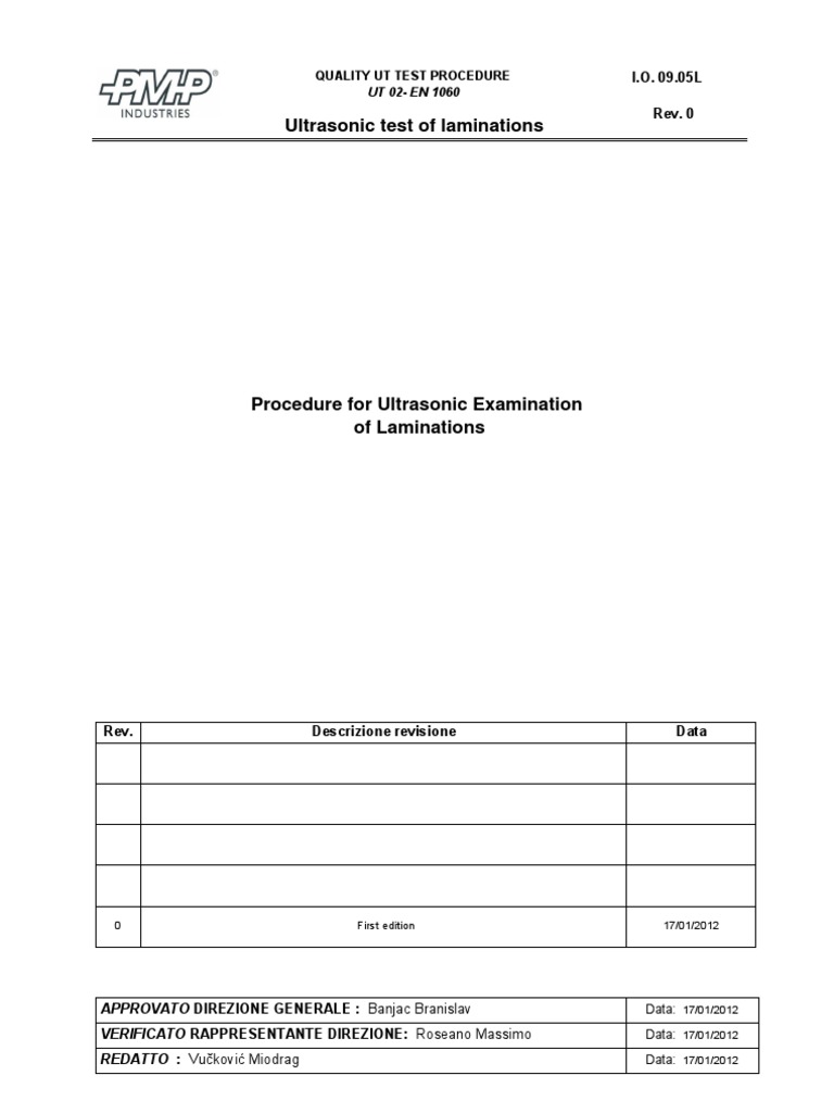 OI For UT of Laminations-Basic | PDF | Medical Ultrasound | Ultrasound