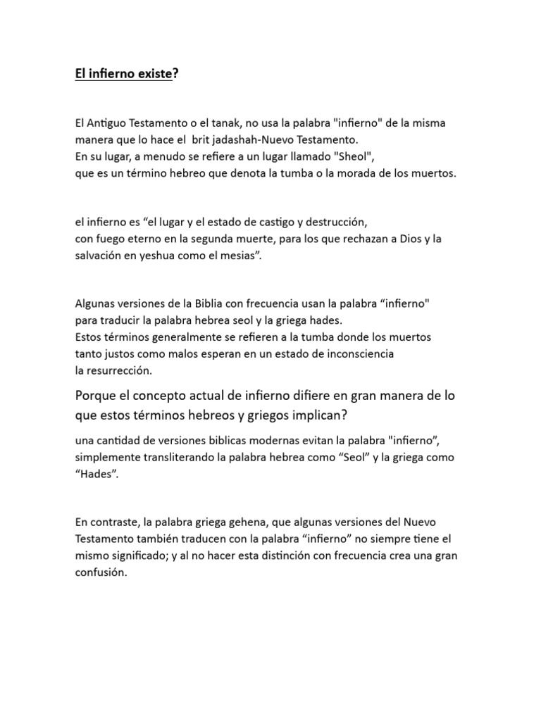 El Infierno Existe | PDF | Infierno | Creencia religiosa y doctrina