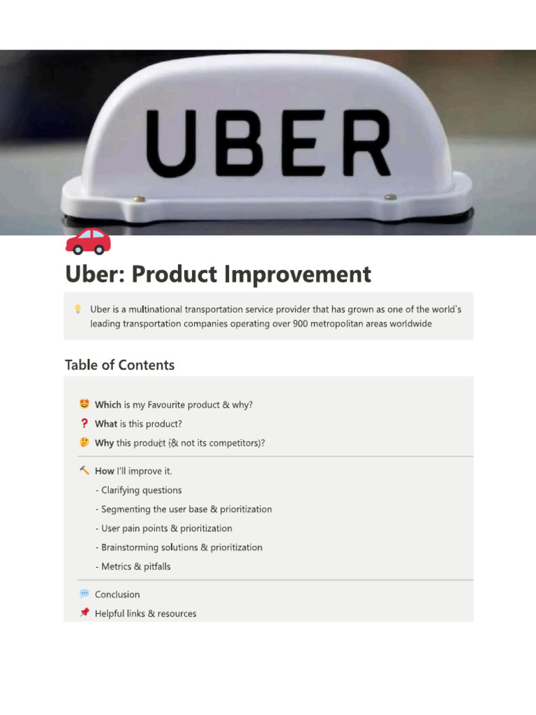 Uber Product Improvement 1716348365 | PDF