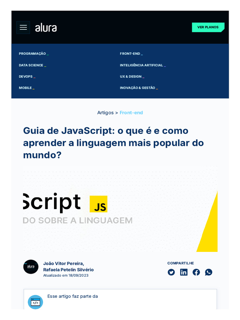 Aula 01 - 02 JavaScript_ o que é, como aprender e Guia da linguagem _ Alura | PDF | Script Java ...
