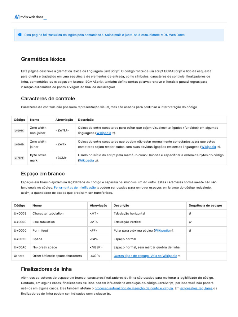 Aula 02 - Exercício 10 Gramática Léxica - JavaScript - MDN | PDF | Script Java | Aritmética