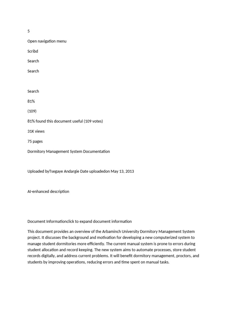 Dormitory Management System | PDF | Databases | Web Application