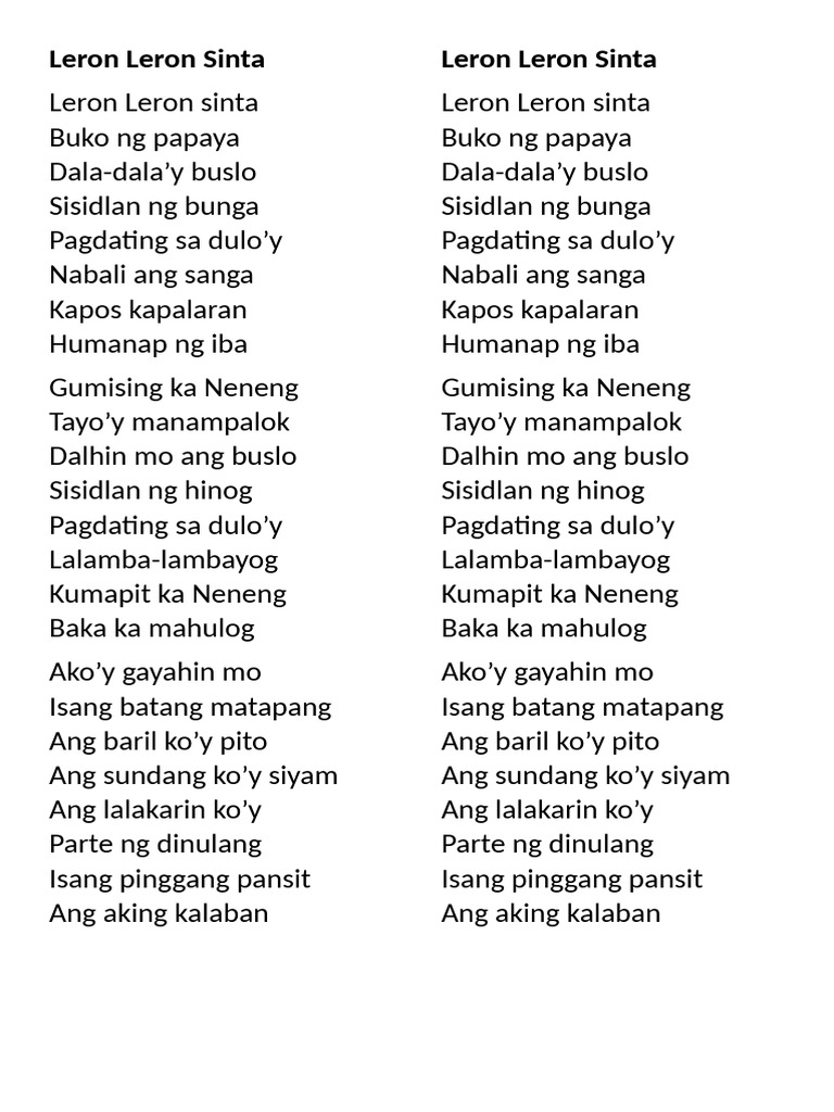 Leron Leron Sinta | PDF