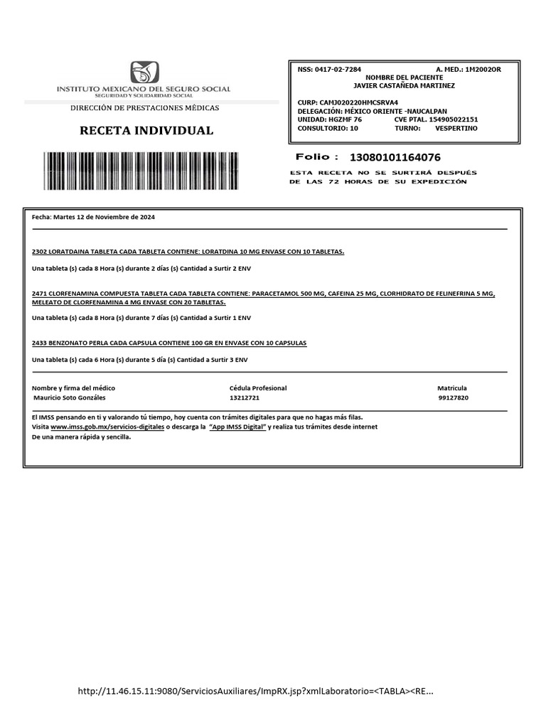 Receta Imss Infeccion | PDF