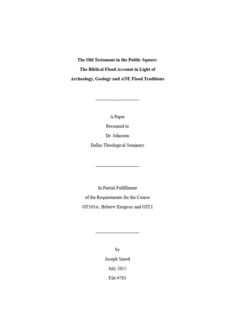 The Biblical Flood Account in Light of Archeology Sneed | PDF | Genesis ...