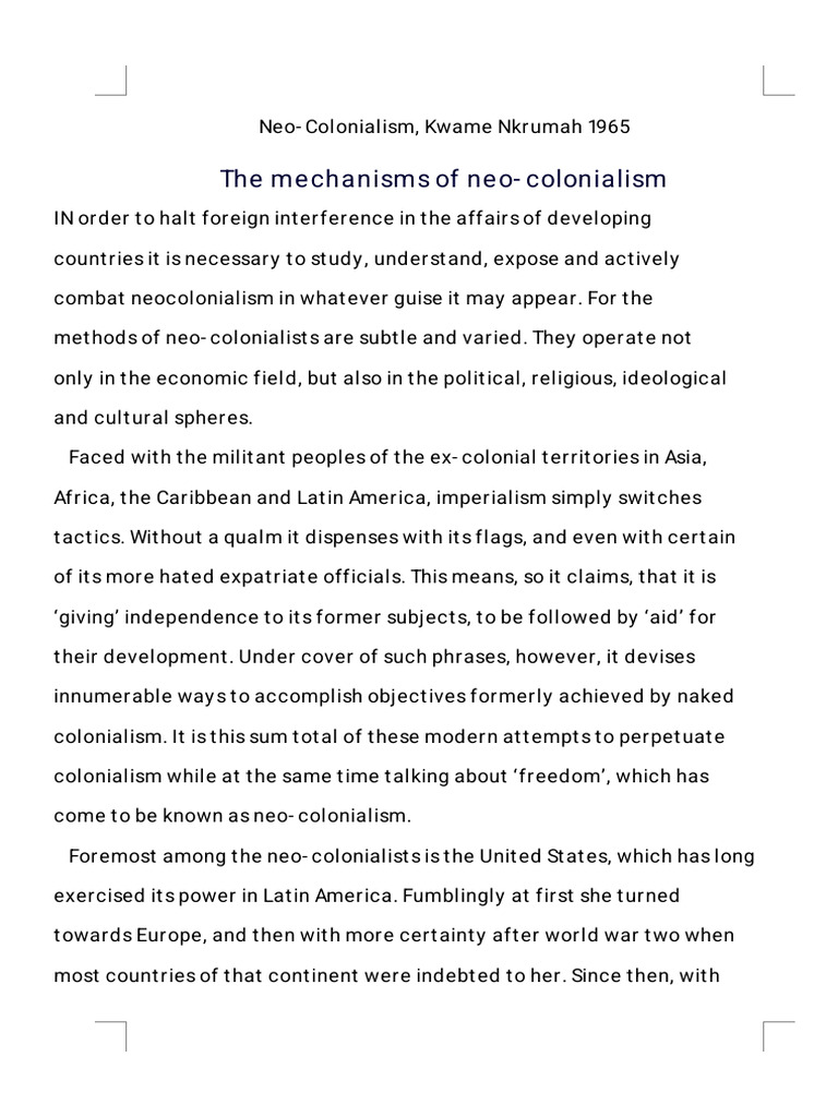 The mechanisms of neo-colonialism | PDF | International Relations