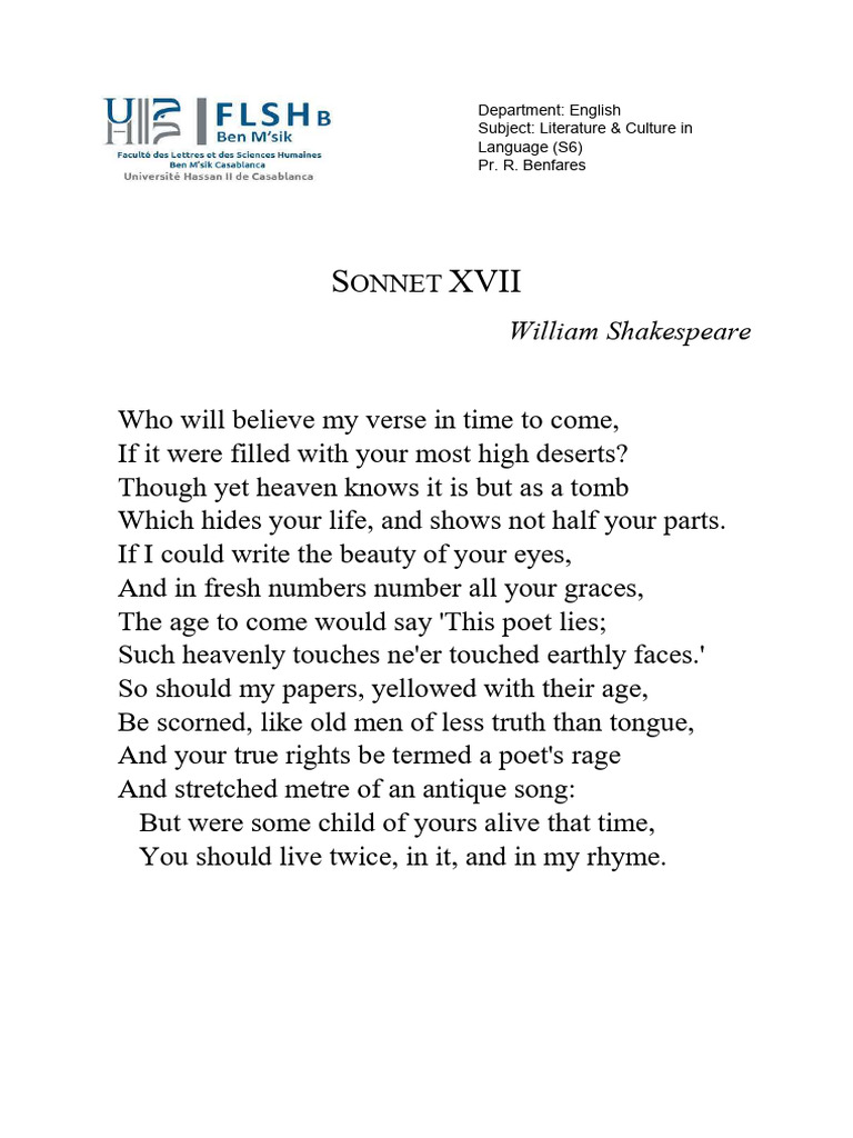 Sonnet XVII | PDF