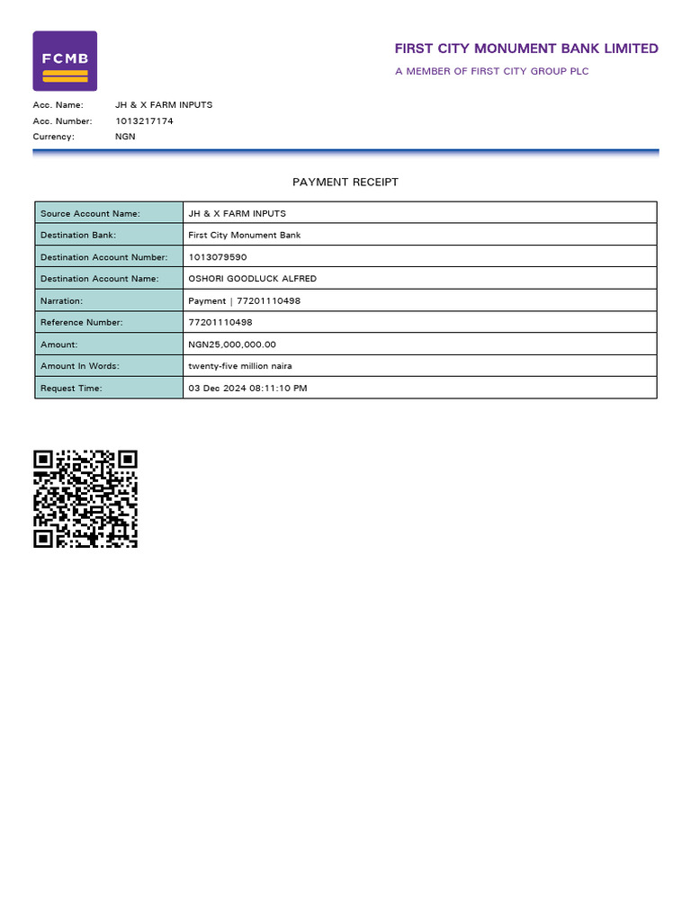 Land Receipt for JH & X Farm Inputs | PDF
