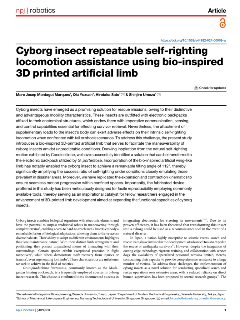 Cyborg Insect Repeatable Self-Righting Locomotion Assistance Using Bio ...