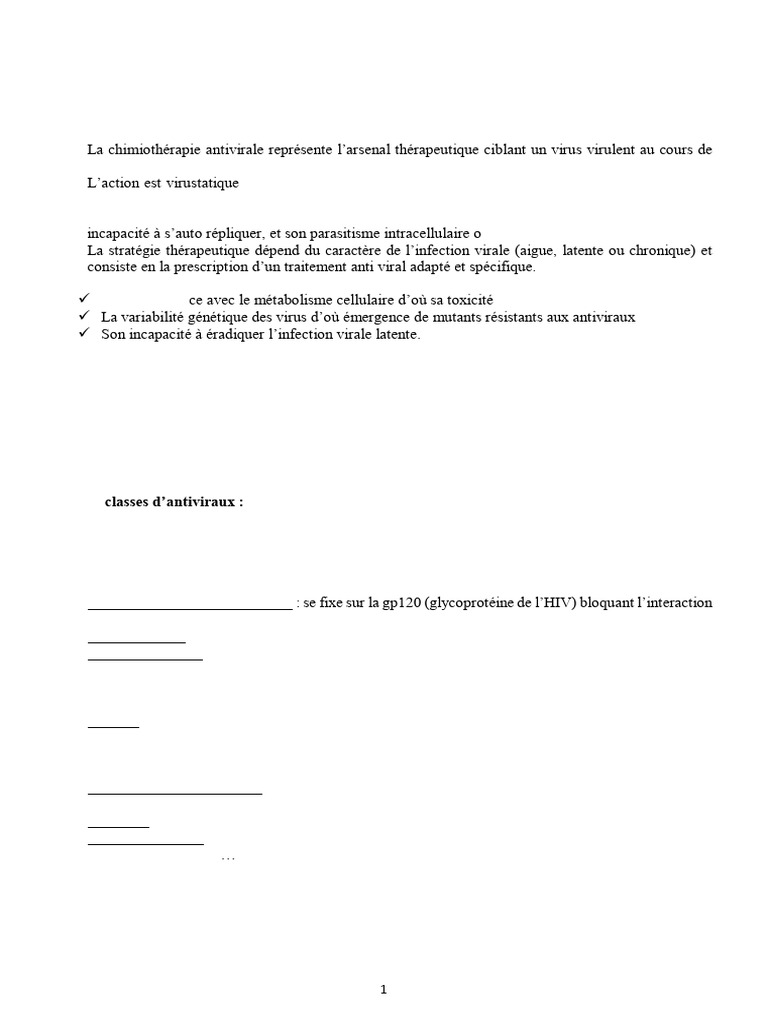 Chimiothérapie Antivirale : Mécanismes et Cibles | PDF | VIH | Virus