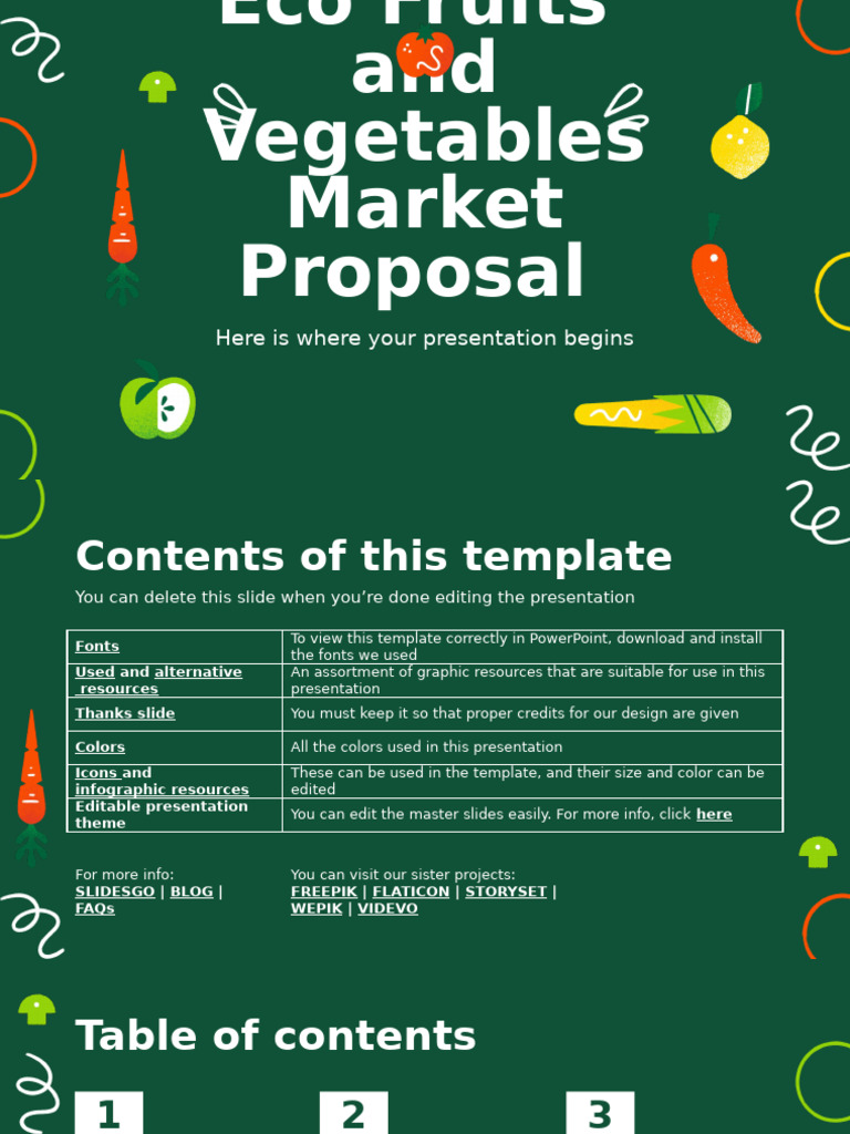 Eco Fruits and Vegetables Market Proposal by Slidesgo | PDF | Expense ...