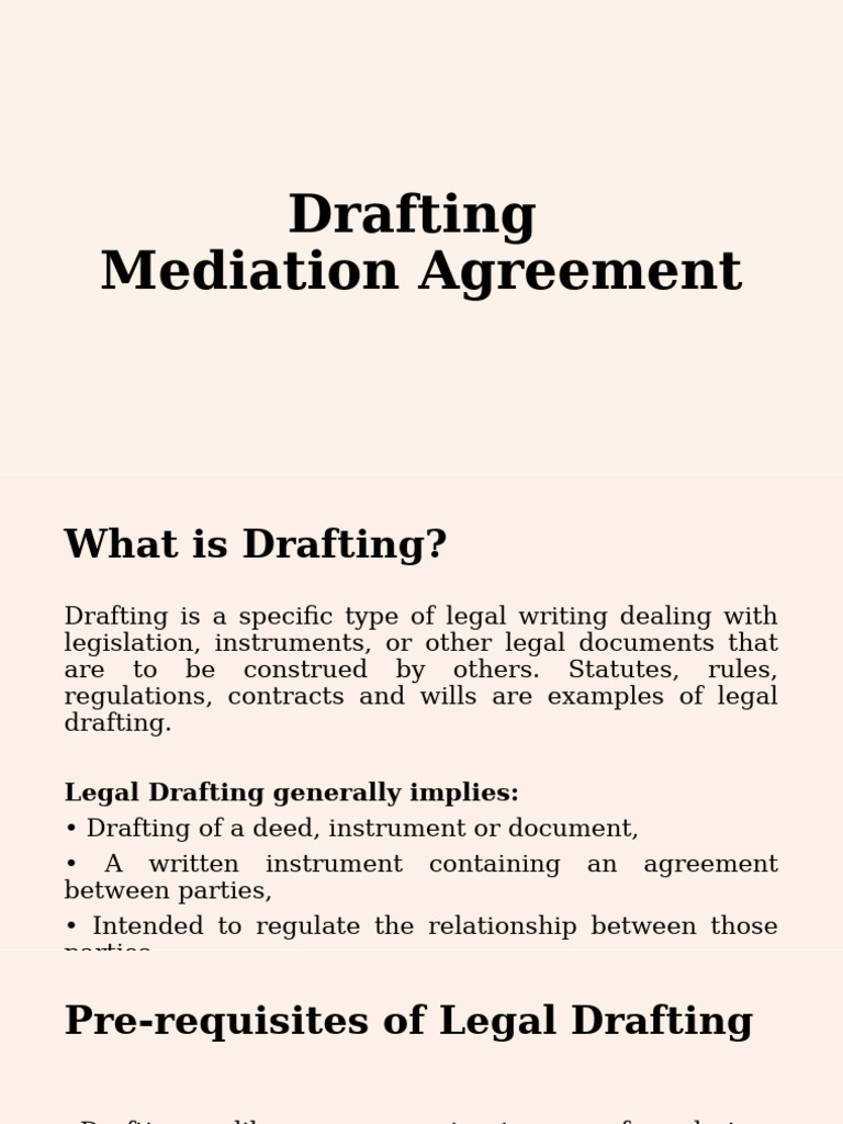 Drafting Mediation Agreement | PDF | Mediation | Arbitration