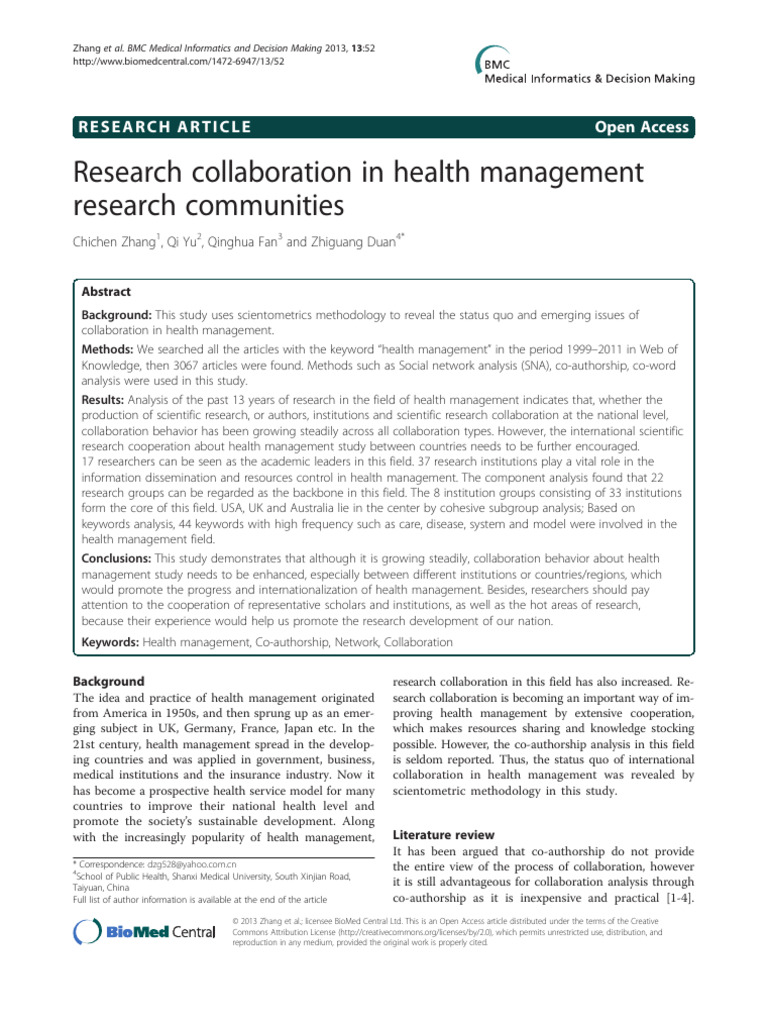Health Management Research Collaboration Insights | PDF | Social ...