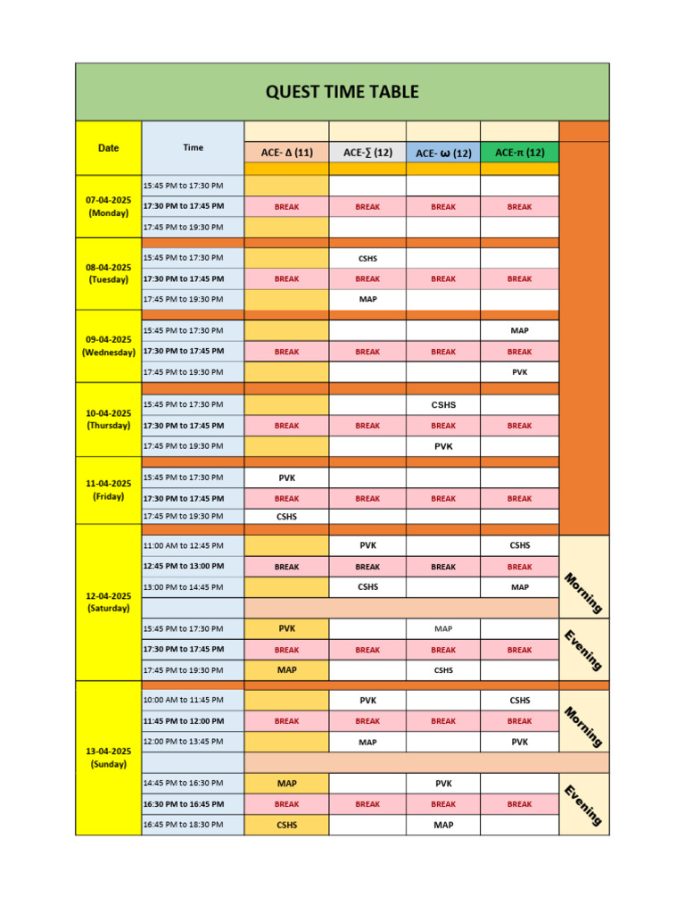 Quest 2025 Schedule Overview | PDF
