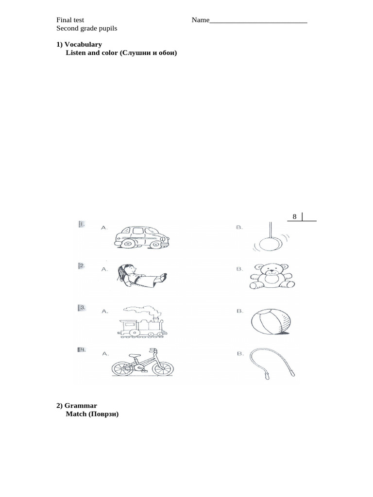Final Test - Second grade pupils - 2016 | PDF