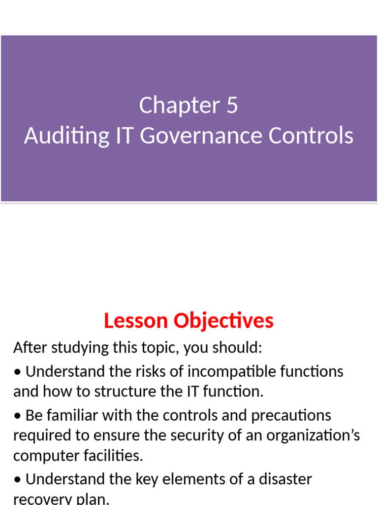 Chapter 5 Auditing IT Governance Controls | PDF | Backup | Computing