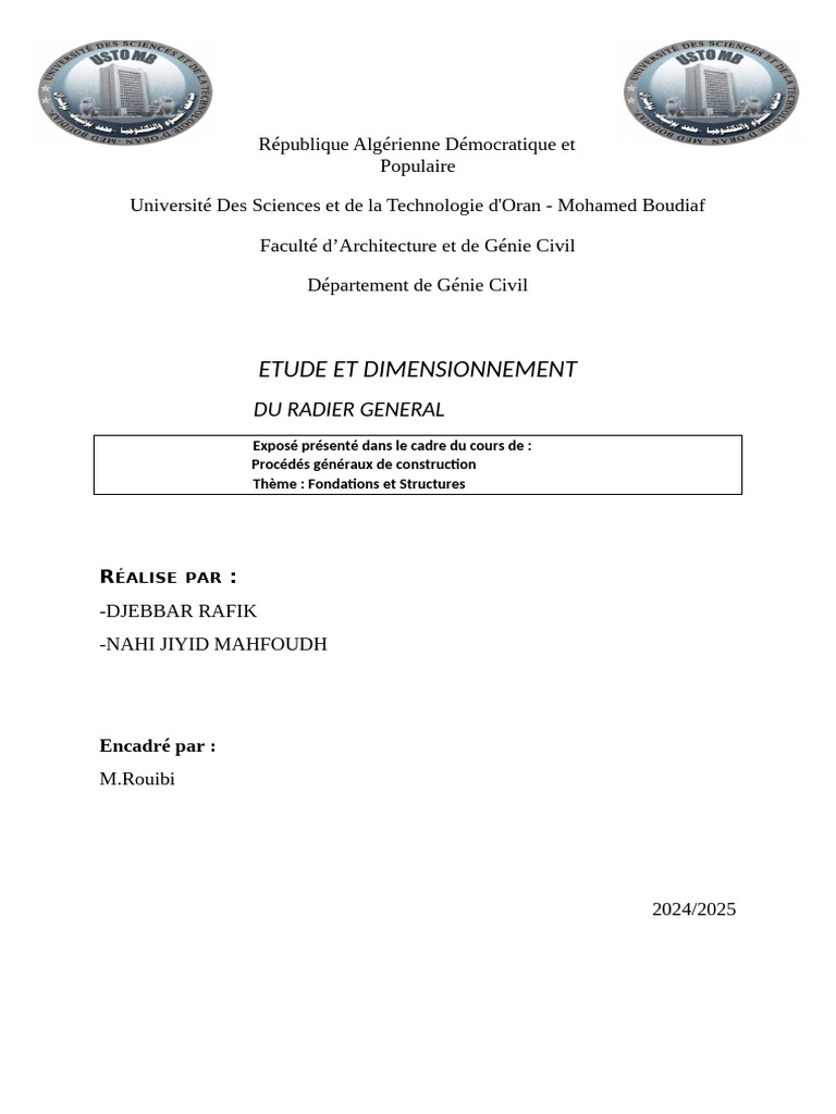 Dimensionnement du Radier Général | PDF | Fondation (construction ...