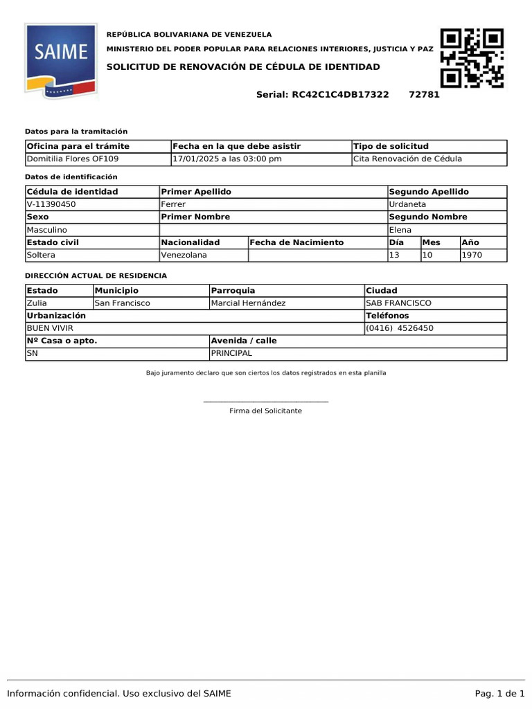 RenovacionCedulaVenezolano RUMILDA | PDF | Costa Rica | Control de acceso