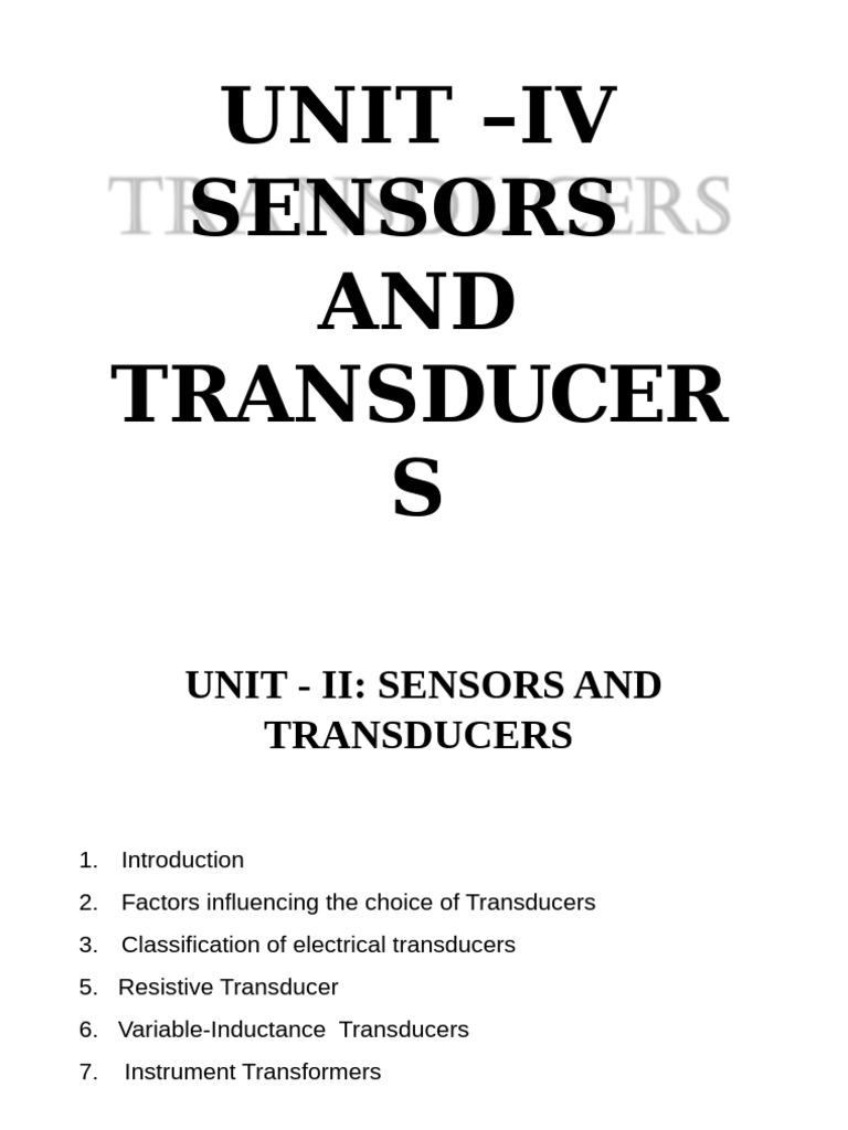 Unit II Sensors and Transducers | PDF | Transformer | Thermocouple