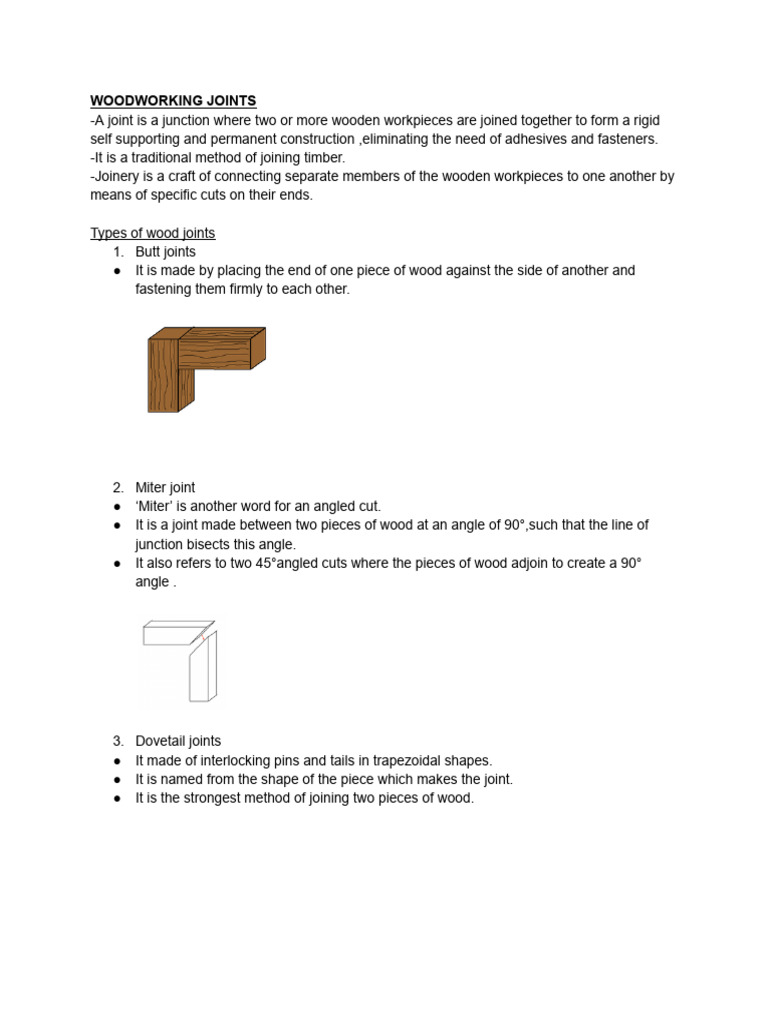 Types of Woodworking Joints Explained | PDF