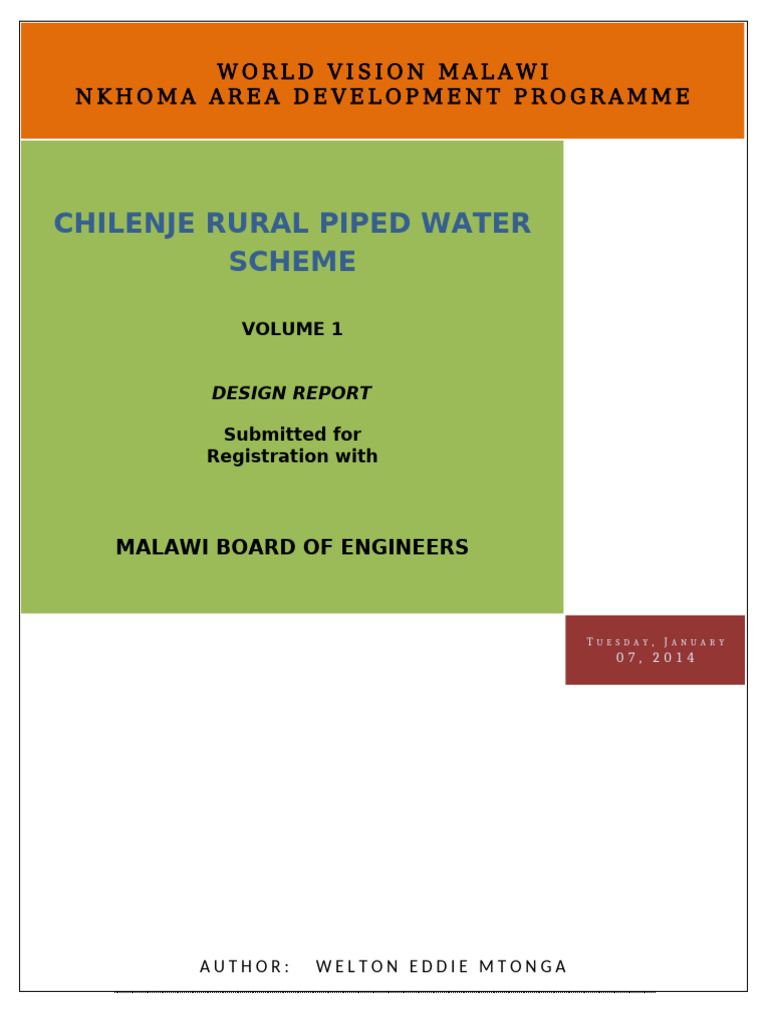 Design Report For Chilenje Piped Water Scheme 14 | PDF | Drinking Water ...