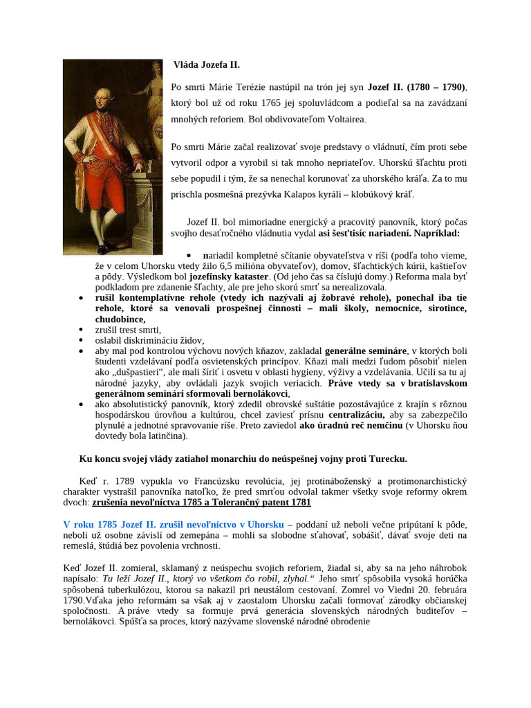 Osvietenstvo - JOzef II. | PDF