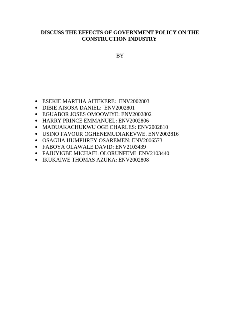 Main Construction Government Policy | PDF | Monetary Policy | Green ...