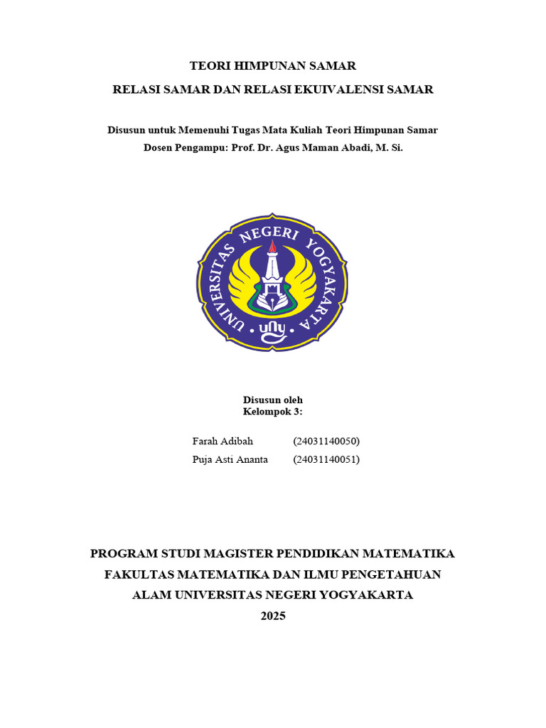 Kelompok 3 - Relasi Samar Dan Relasi Ekuivalensi Samar | PDF