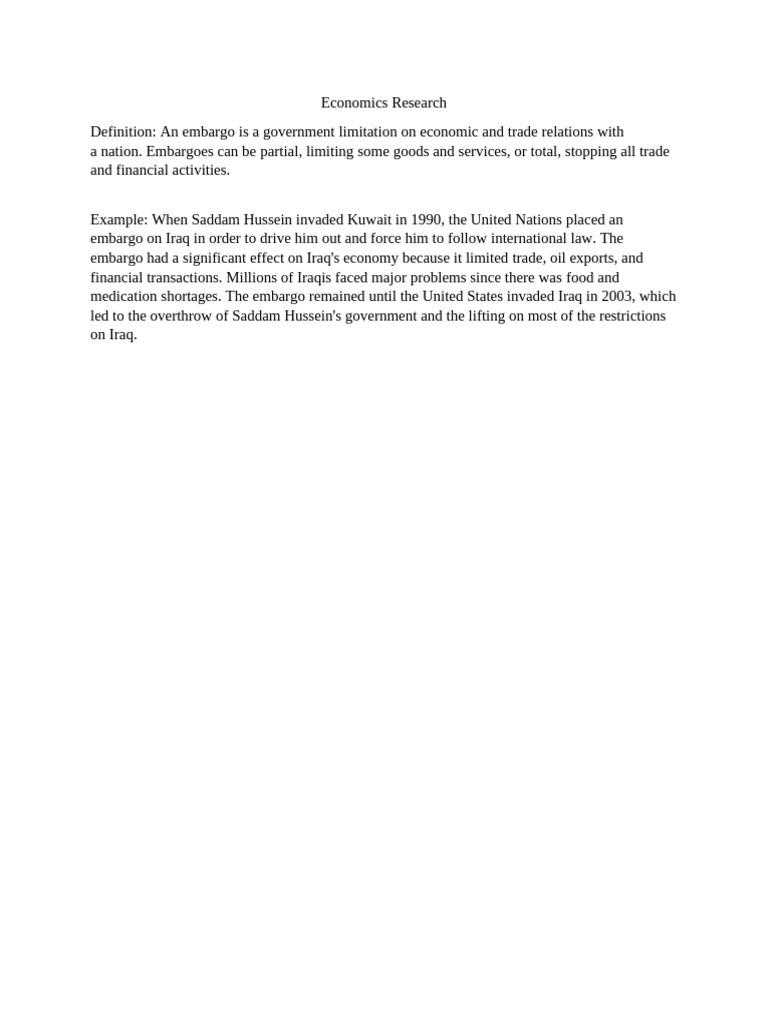 Understanding Economic Embargoes | PDF