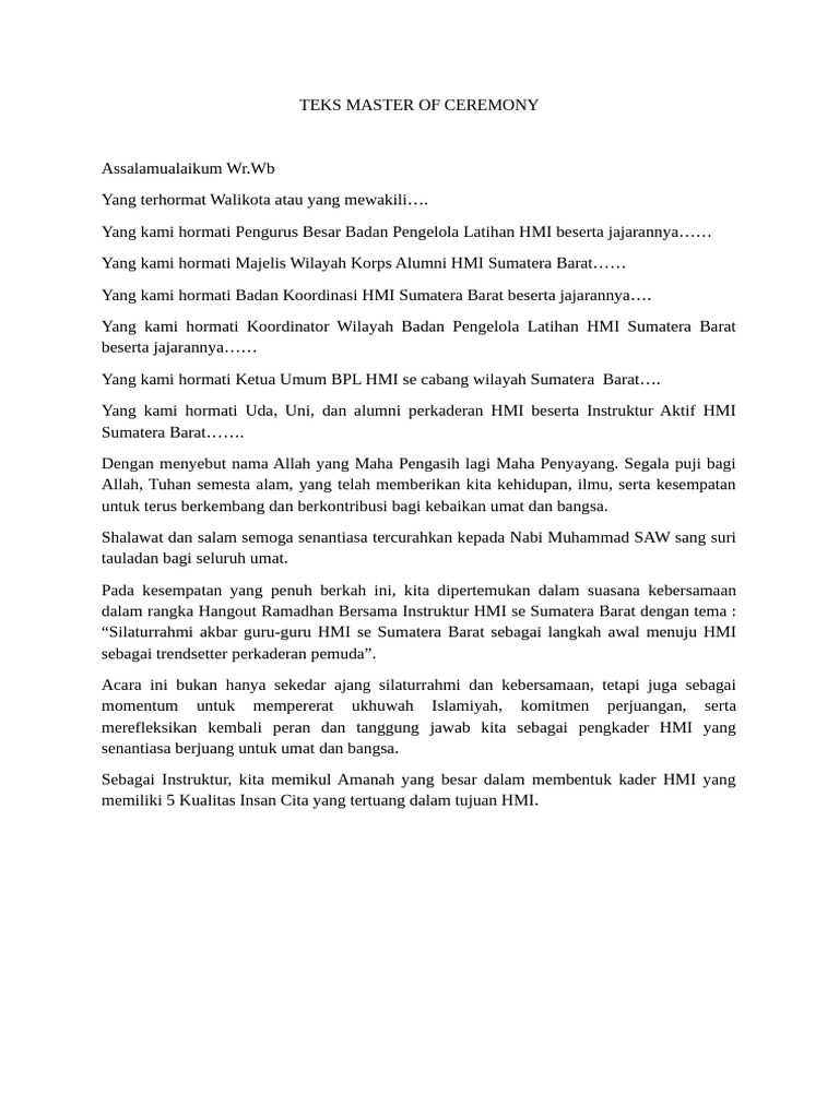 TEKS - MASTER - OF - CEREMONY English | PDF