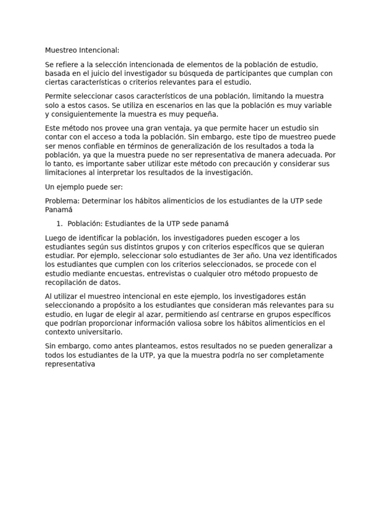 Muestreo Intencional: Definición y Ejemplos | PDF | Muestreo ...