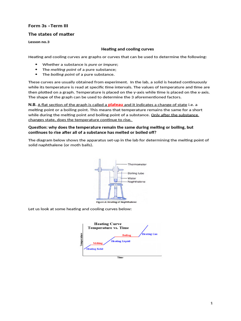 States of Matter-Lesson - No.3-Heating and Cooling Curves | PDF ...