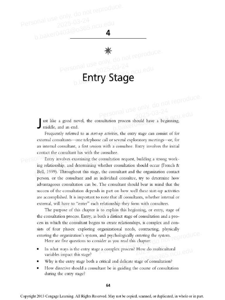 Chapter 4 - Consulting Stage 1 Entry | PDF