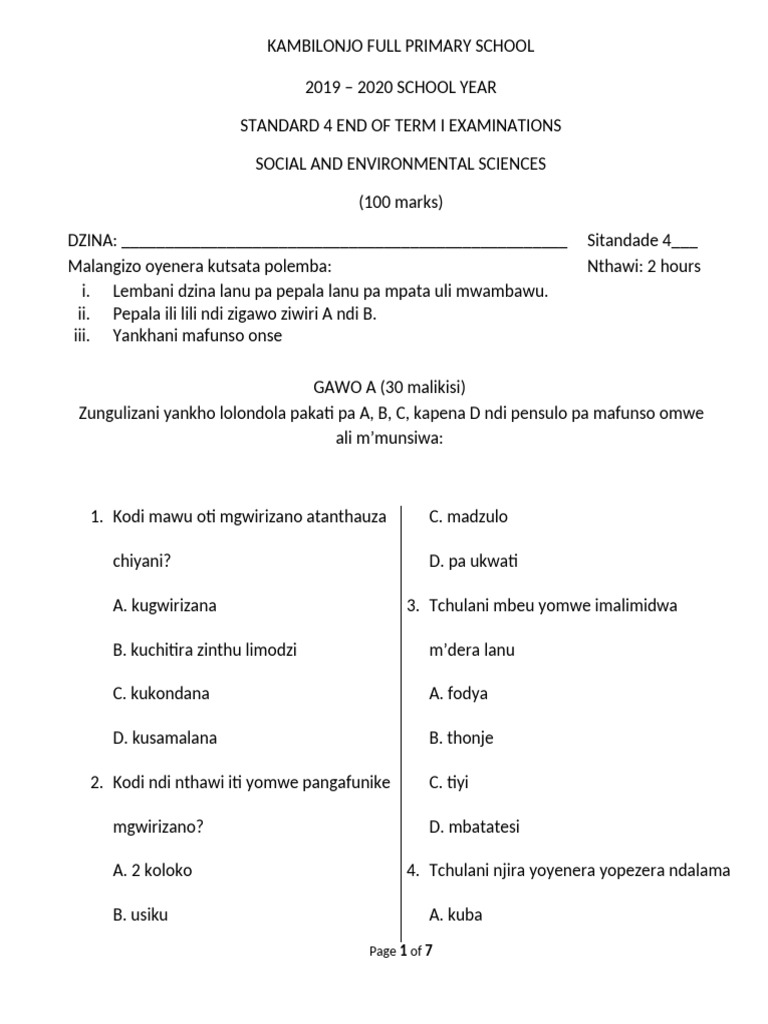 STD 4 Social Studies | PDF