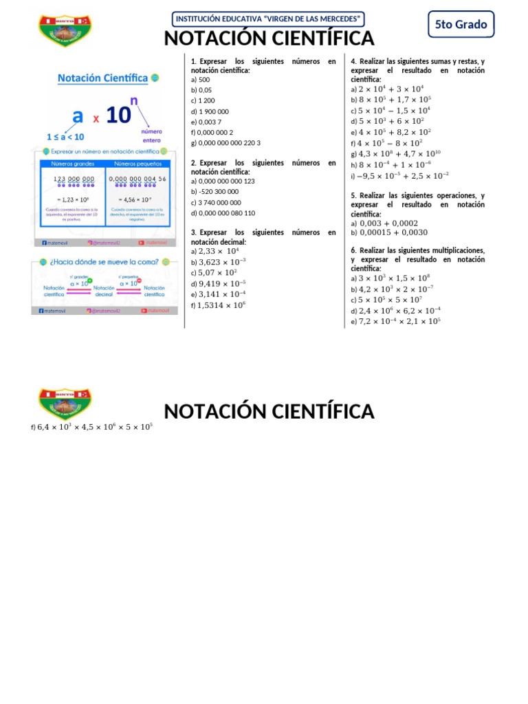 Ejercicios Resueltos De Notación Científica Pdf Notación Matemática