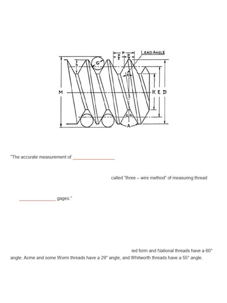 The Three Wire Method of Measuring Pitch Diameter | PDF | Screw ...