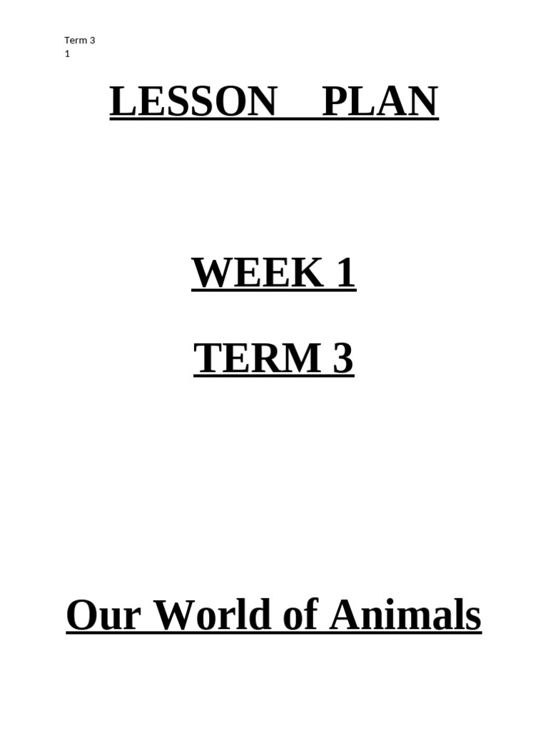Term 3 Lesson Plan: Our World of Animals | PDF | Milkshake | Old Mac ...