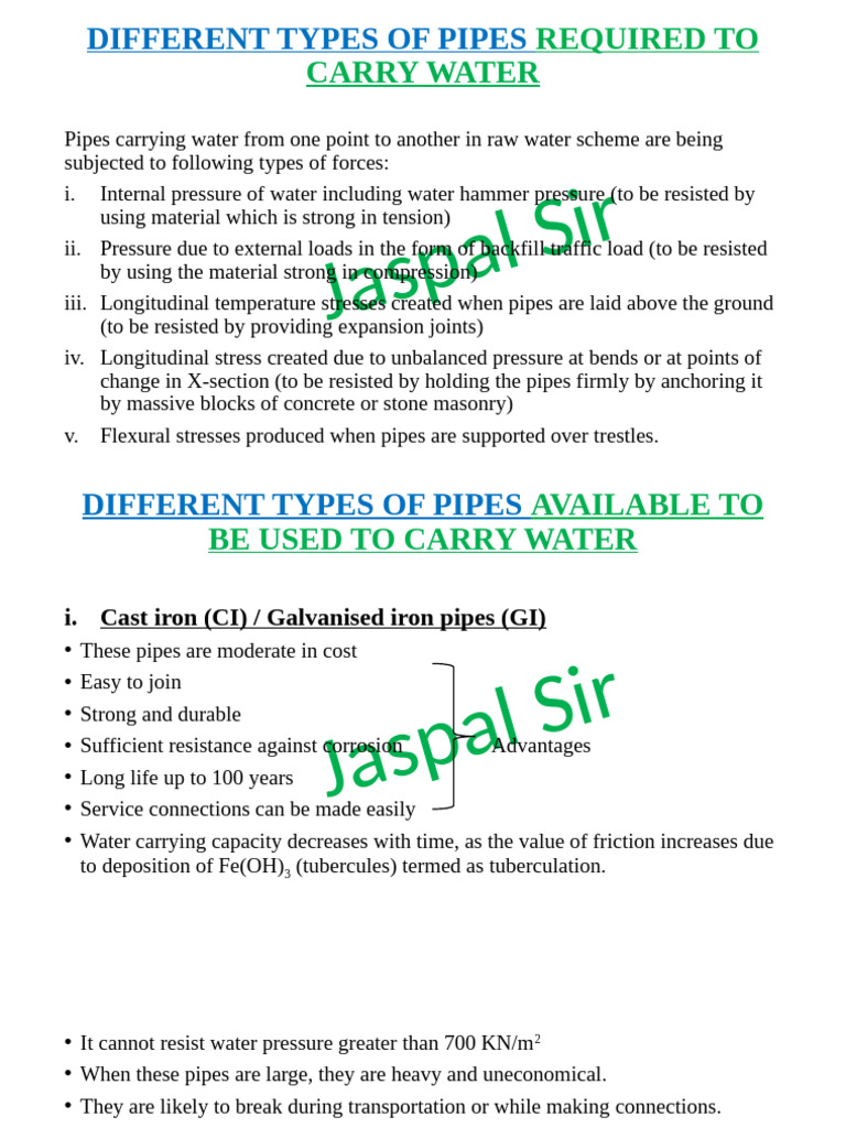 Types of Pipes for Water Transport | PDF | Valve | Pipe (Fluid Conveyance)