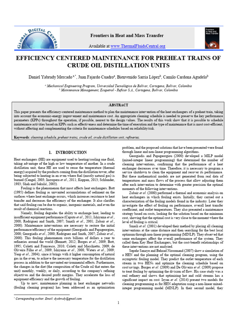 Maintenance for Crude Oil Preheat Trains | PDF | Heat Exchanger | Oil ...