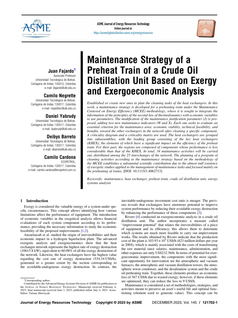 JERT-23-1094-Maintenance Strategy of A Preheat Train of A Crude Oil ...