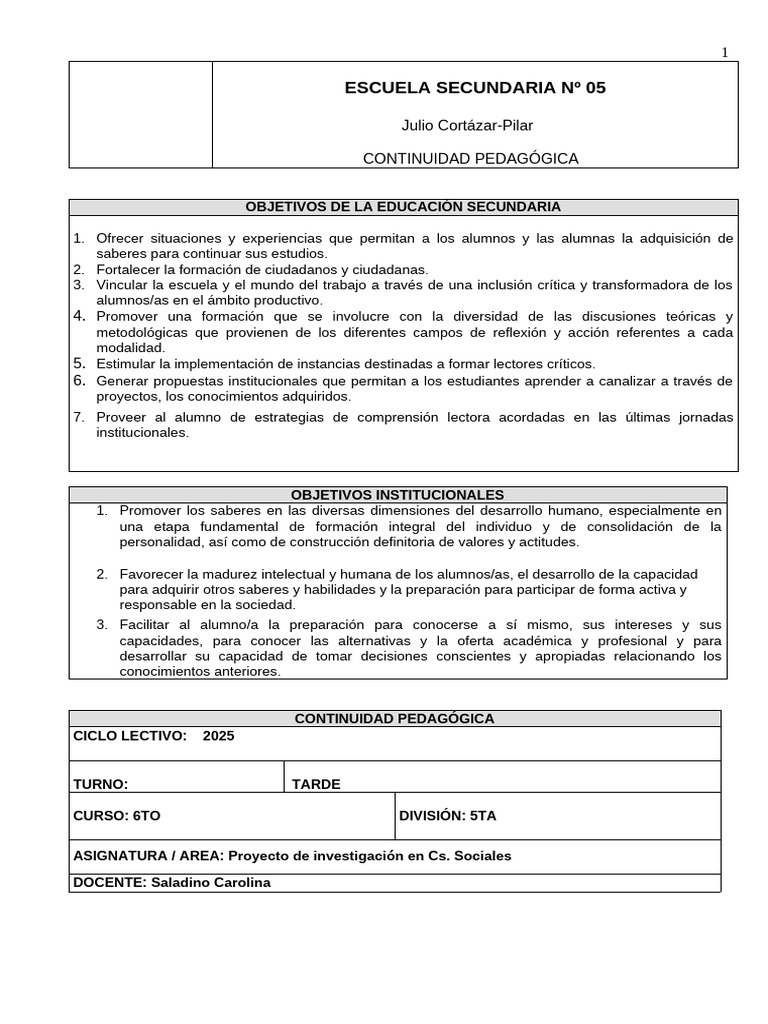 Continuidad Pedagogica 2025 | PDF | Teoría | Pedagogía