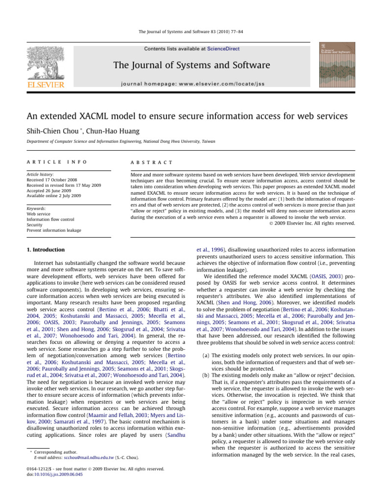 An Extended XACML Model To Ensure Secure Informati - 2010 - Journal of Systems A | PDF ...